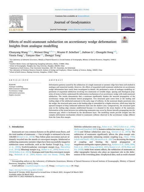Pdf Effects Of Multi Seamount Subduction On Accretionary Wedge Deformation Insights From