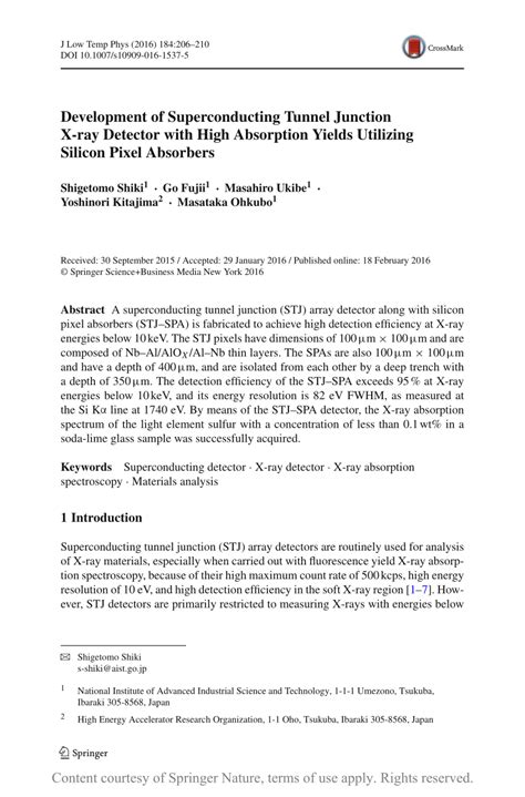Development Of Superconducting Tunnel Junction X Ray Detector With High