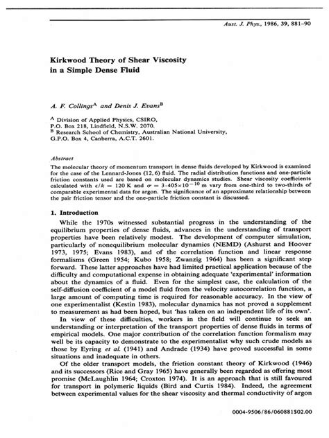 Pdf Kirkwood Theory Of Shear Viscosity In A Simple Dense Fluid Dokumen Tips