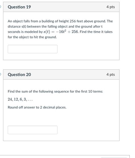 Solved Question Pts An Object Falls From A Building Of Chegg