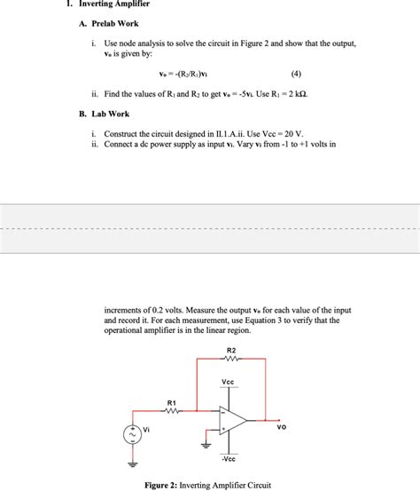 Solved 1 Inverting Amplifier A Prelab Work I Use Node