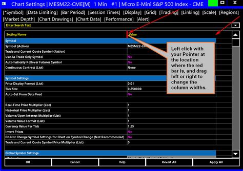Settings Windows Interface Sierra Chart