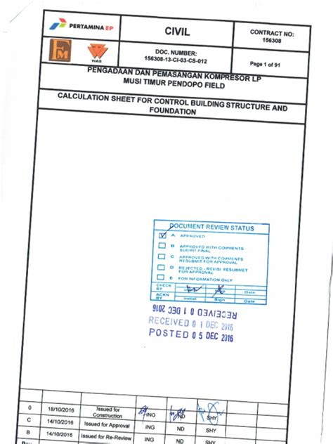 156308 13 Ci 03 Cs 012 Ifc 0 A Calculation Sheet For Building