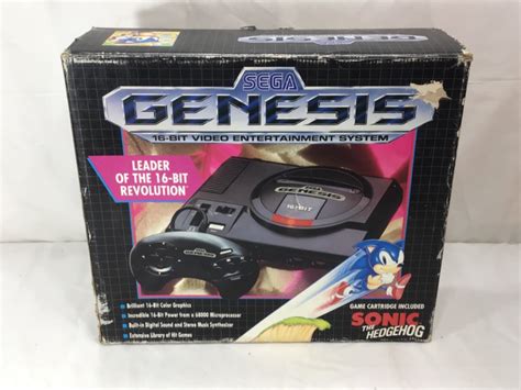 New 1992 Sega Genesis Console And Sonic Video Game Boxed Complete Unused
