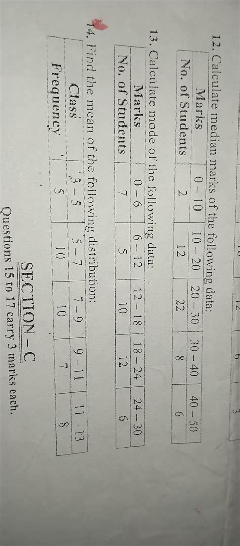 Calculate median marks of the following data: \begin{tabular} { | c | c