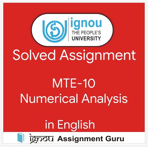 Mte 10 Numerical Analysis In English Solved Assignment 2019 Free