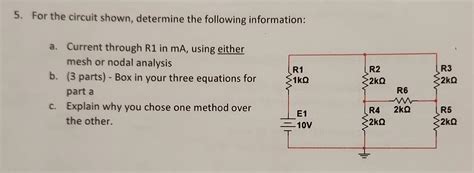 solved for the circuit shown determine the following inform