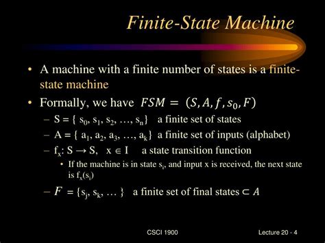 Ppt Lecture 20 Finite State Machines Powerpoint Presentation Free Download Id2879346