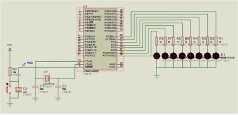 rangkaian running led menggunakan bahasa basic dan software proteus