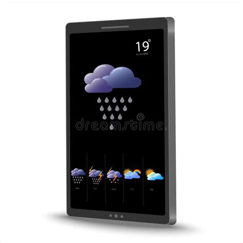 Weather Forecast Widget On Screen Mobile Application Stock Illustration Illustration Of