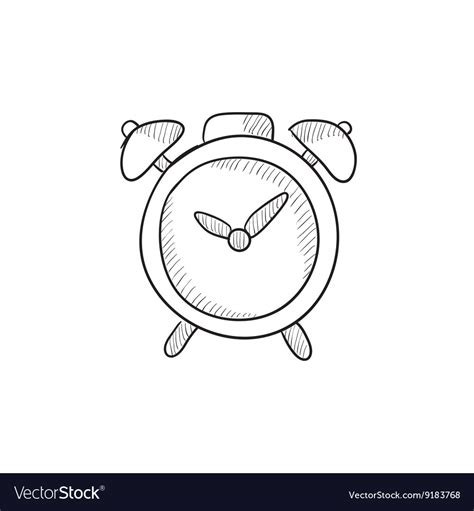 Alarm Clock Sketch Alarm Clock Hand Drawn Vector Line Art Out Lock