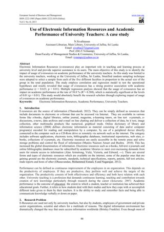 Use of electronic information resources and academic performance of ...