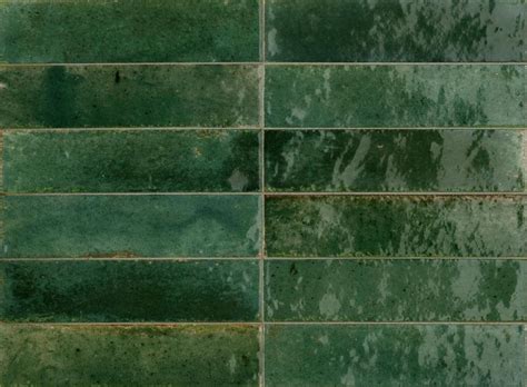 Le Carrelage 6x24 Brillant Vert Effet Zellige Artisanal