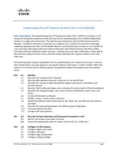 Implementing Cisco IP Telephony Video Part Implementing Cisco Ip Telephony Video