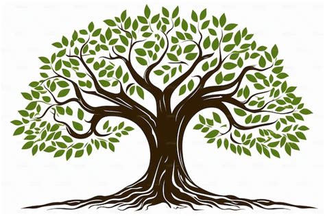 Premium Vector Design Of Tree With Roots Trunk And Leaves