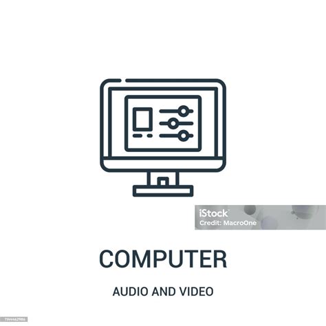 오디오 및 비디오 컬렉션에서 컴퓨터 아이콘 벡터 얇은 라인 컴퓨터 개요 아이콘 벡터 일러스트 레이 션입니다 0명에 대한 스톡 벡터 아트 및 기타 이미지 Istock