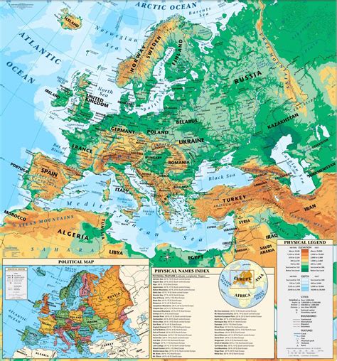 European Physical Features Map Xvyp