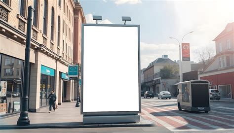 Street Outdoor Hoarding Poster City Mockup Template Isolated With White
