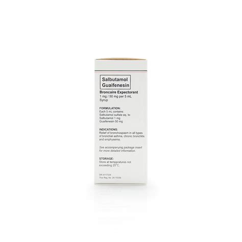 Broncaire Expectorant Salbutamol Guaifenesin 1mg 50mg Per 5 Ml Syrup 60ml