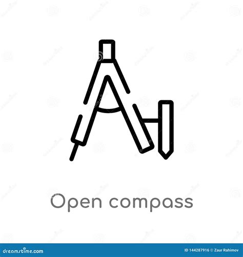 Outline Open Compass Vector Icon Isolated Black Simple Line Element Illustration From