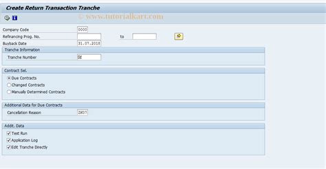 FILA RE RETURN SAP Tcode Create Return Transaction Tranche