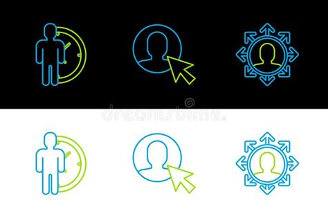 Set Line Project Team Base Time Management And User Of Man In Business