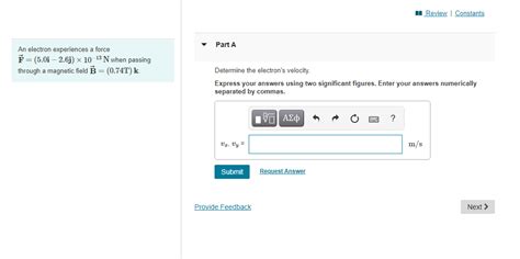 Solved Review Constants Part A An Electron Experiences A Chegg Com