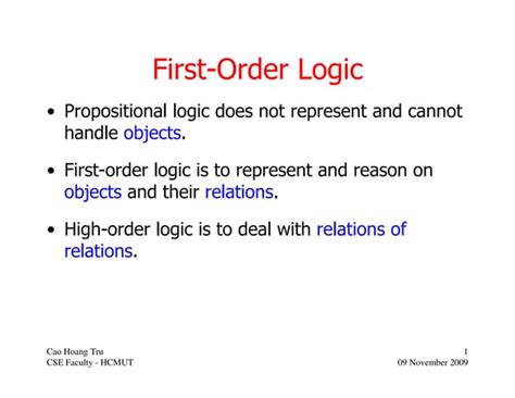 L2firstorderlogic Aiforbeginners Logic Maths Ppt