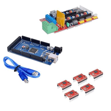 Ramps 1 4 3d Printer Controller Mega2560 With Cable Compatible With Arduino 5pcs A4988 Driver