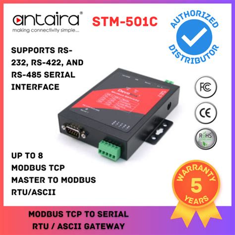 jual antaira stm 501c modbus tcp to serial rtu ascii gateway