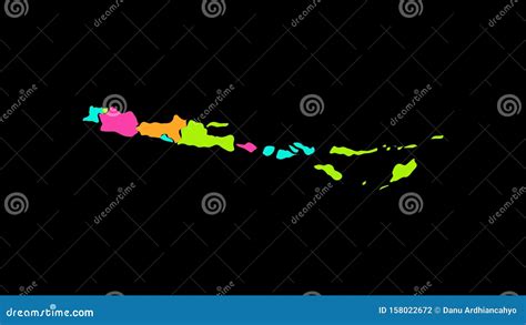 Java Bali Lombok Ntb And Ntt Island Map Illustration On Black