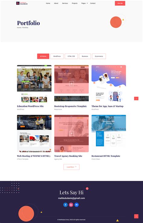 Personal Portfolio HTML CSS Website On Behance