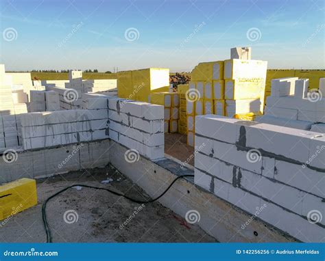 The First Stages Of Building A House Of Silicate Blocks Royalty Free