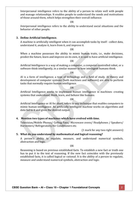 Class 10 Ai Question Bank Chapter 1 Introduction To Ai Fundamental Concepts