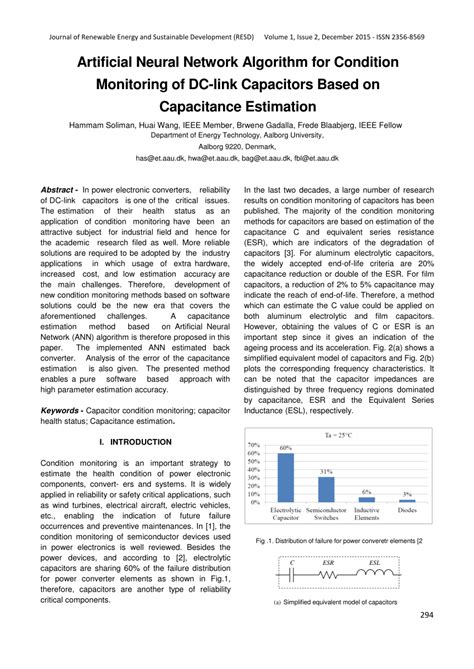 Pdf Artificial Neural Network Algorithm For Condition Monitoring Of Dc Link Capacitors Based