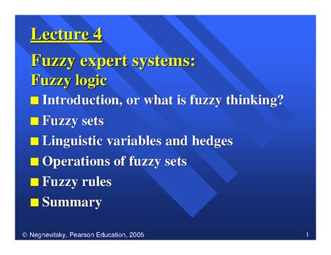 Fuzzy Logic Lecture In Neural Networks And Fuzzy Logic Lecture Lecture Fuzzy Expert