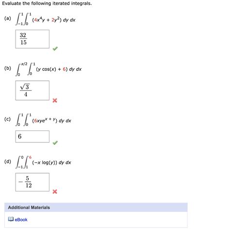 solved evaluate the following iterated integrals a