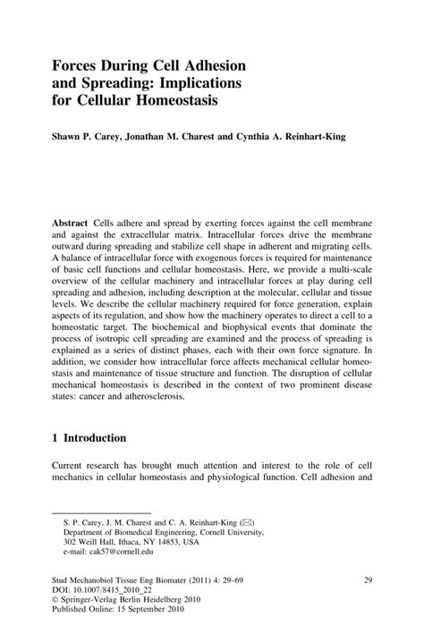 Pdf Forces During Cell Adhesion And Spreading Implications For