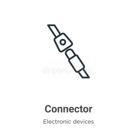Outline Connector Vector Icon Isolated Black Simple Line Element