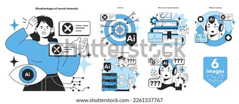 Artificial Neural Network Disadvantages Set Self Learning Stock Vector