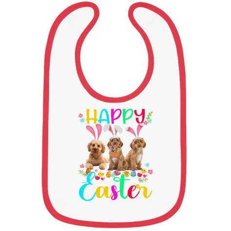 Happy Easter Three Cockapoo Wearing Bunny Ear Ts Bibs Sold By