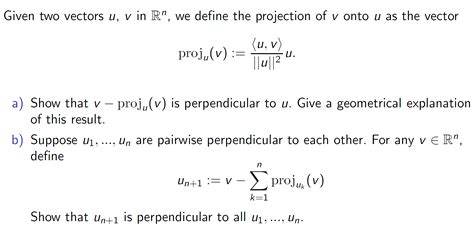 Solved Given Two Vectors U V In R We Define The Chegg