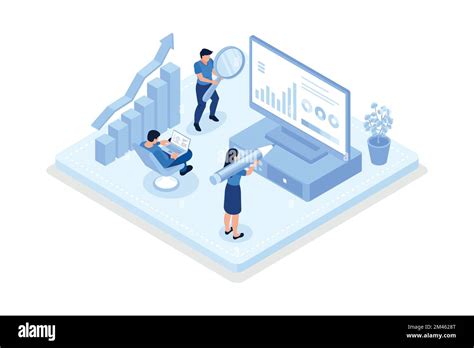 People Characters Analyzing Charts Graphs Business Intelligence And Analysis Concept
