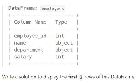 Leetcode Pandas 2879 Display The First Three Rows