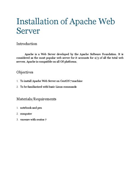 Installation Of Apache Web Server Installation Of Apache Web Server Introduction Apache Is A