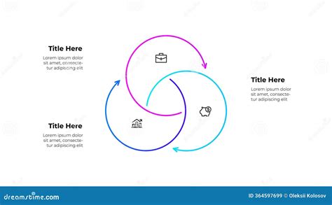 Line Infographic Diagram Featuring A Circular Workflow With 3 Arrows And Icons Business