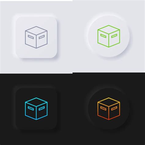 Premium Vector Box Icon Set Multicolor Neumorphism Button Soft Ui Design For Web Design