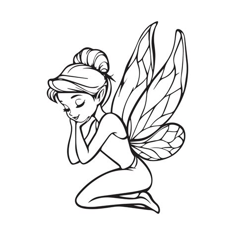 Tinker Bell Outline Design Tinkerbell Clipart Tinker Bell Kneeling On