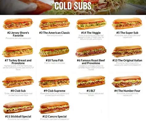 Printable Jersey Mikes Menu