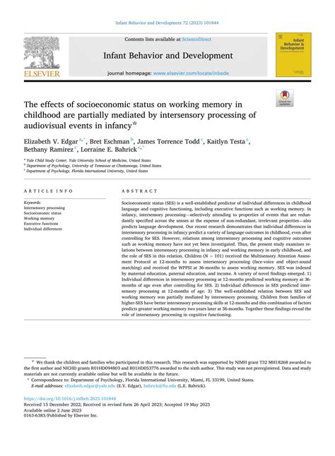 pdf the effects of socioeconomic status on working memory in